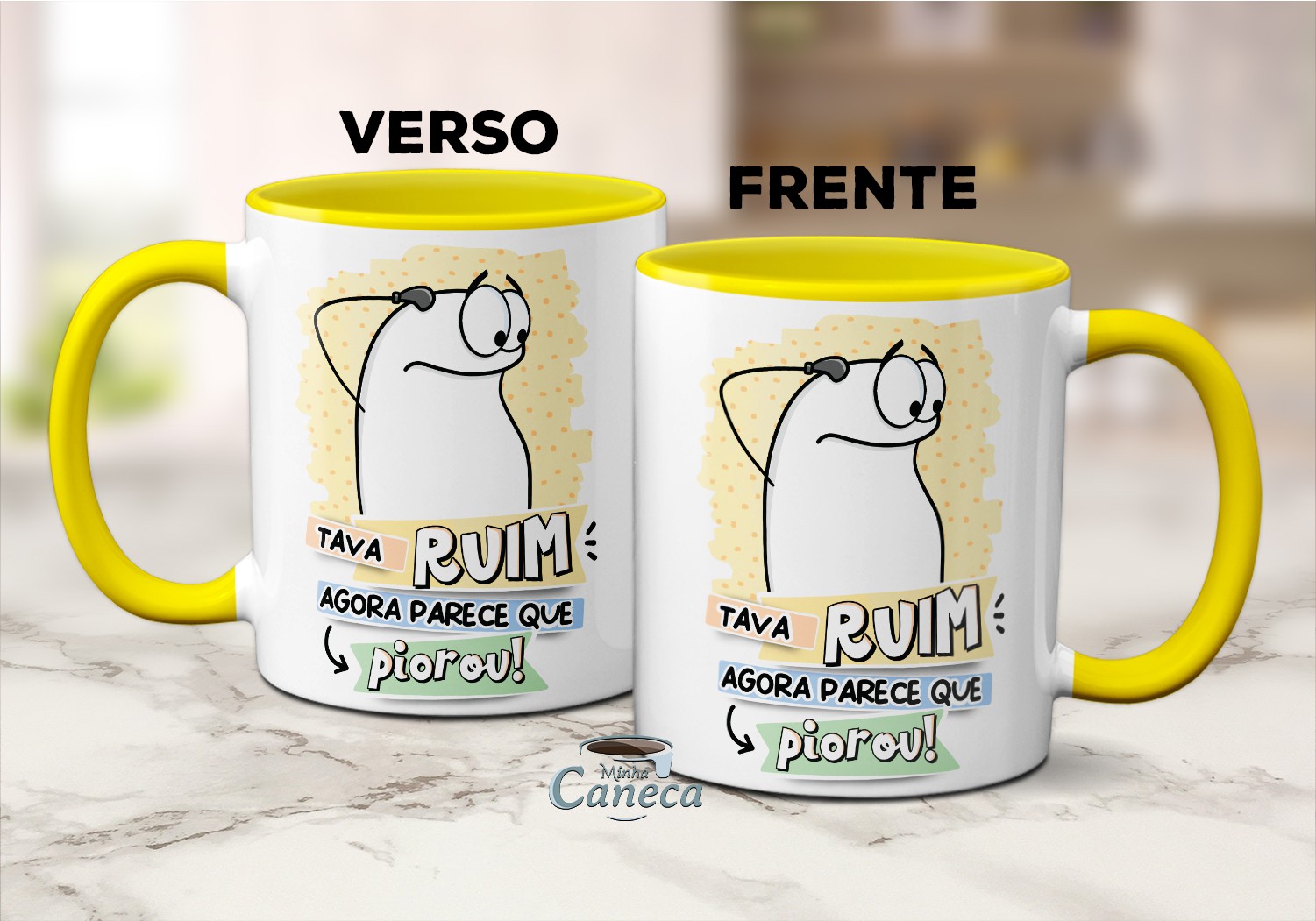 Caneca Flork Tava Ruim Agora Parece Que Piorou Meme Presente - Minha Caneca