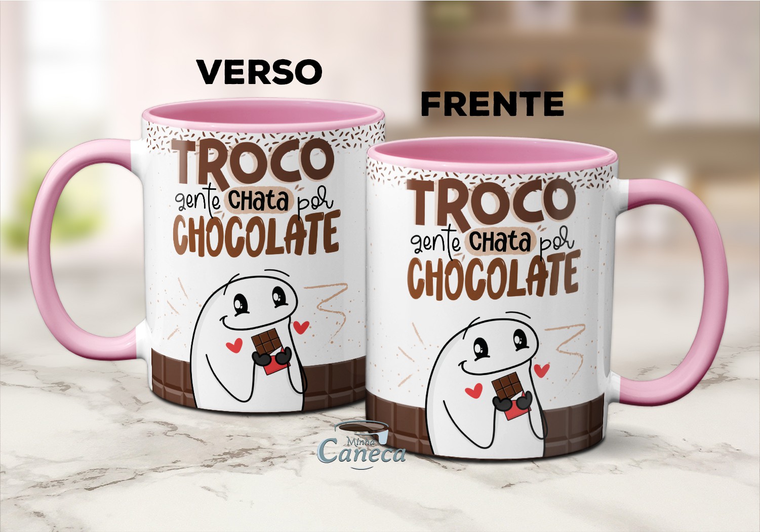 Caneca Flork Divertida Troco Gente Chata Por Chocolate - Minha Caneca