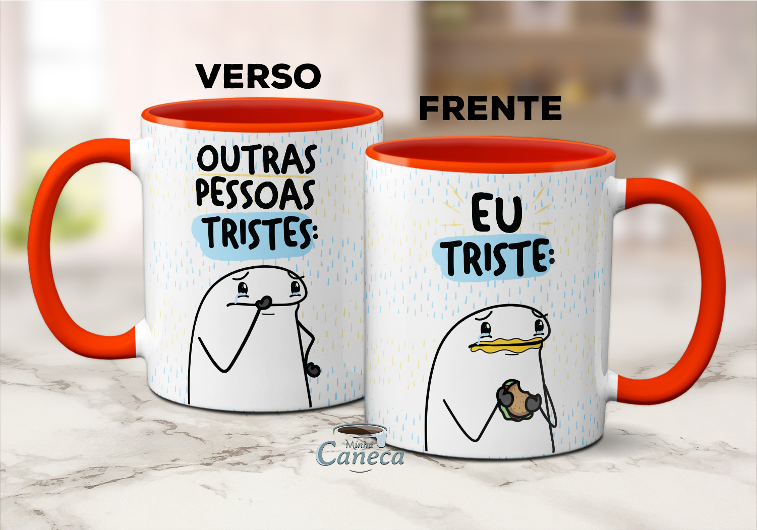 Caneca Flork Outras Pessoas Tristes:Choro! Eu Triste:Comida! - Minha Caneca