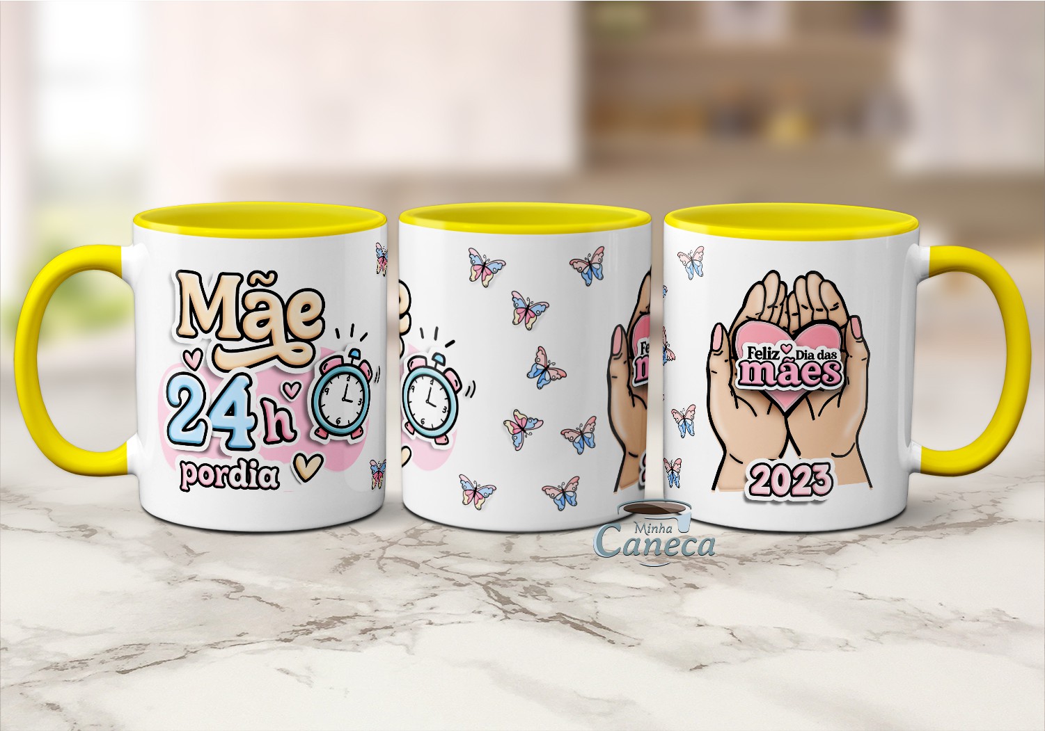 Caneca Feliz Dia Das Mães 2023 Mãe 24 horas Por Dia Presente - Minha Caneca