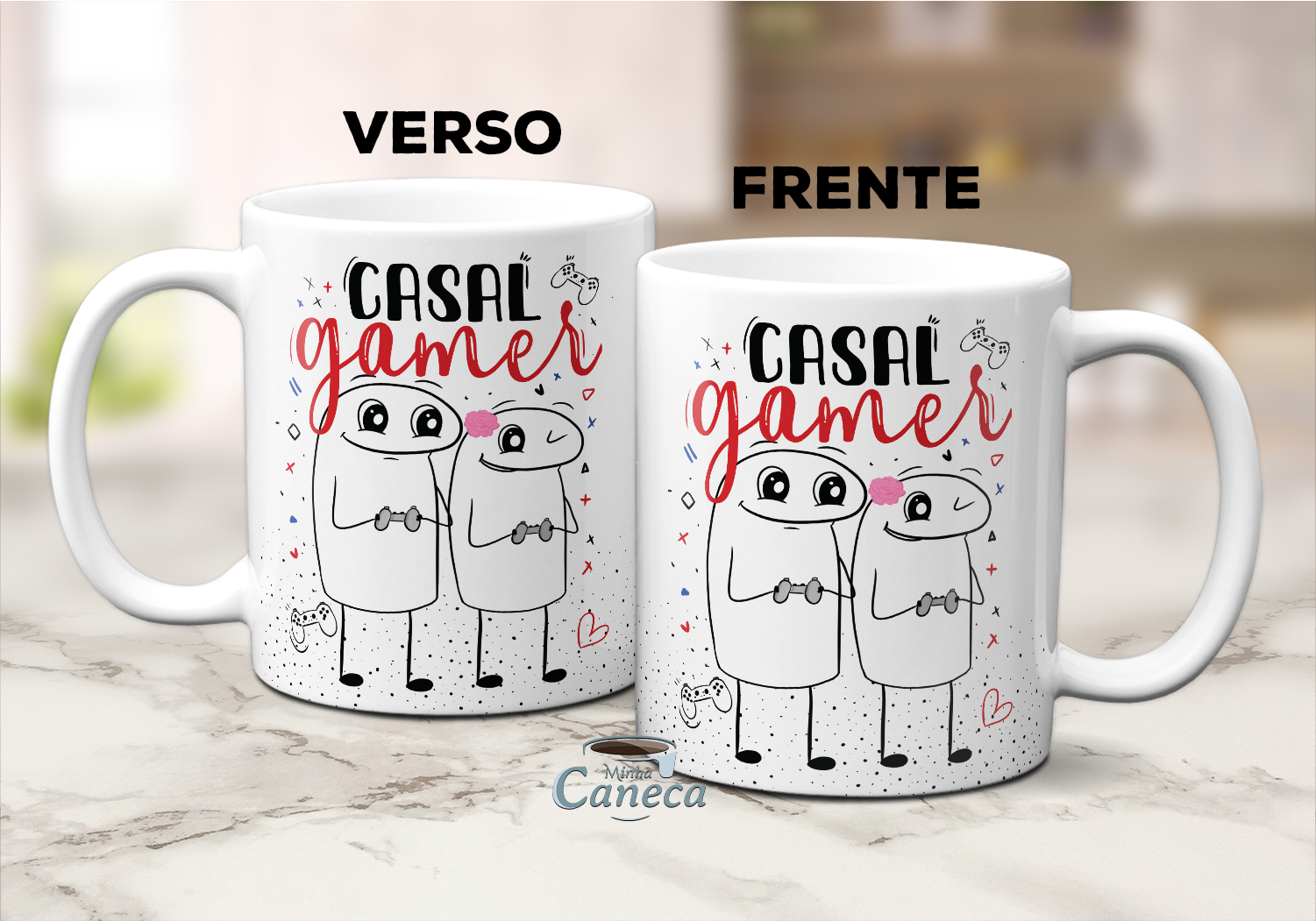 Caneca Flork Dia Dos Namorados Presente Fofo Casal Gamer - Minha Caneca