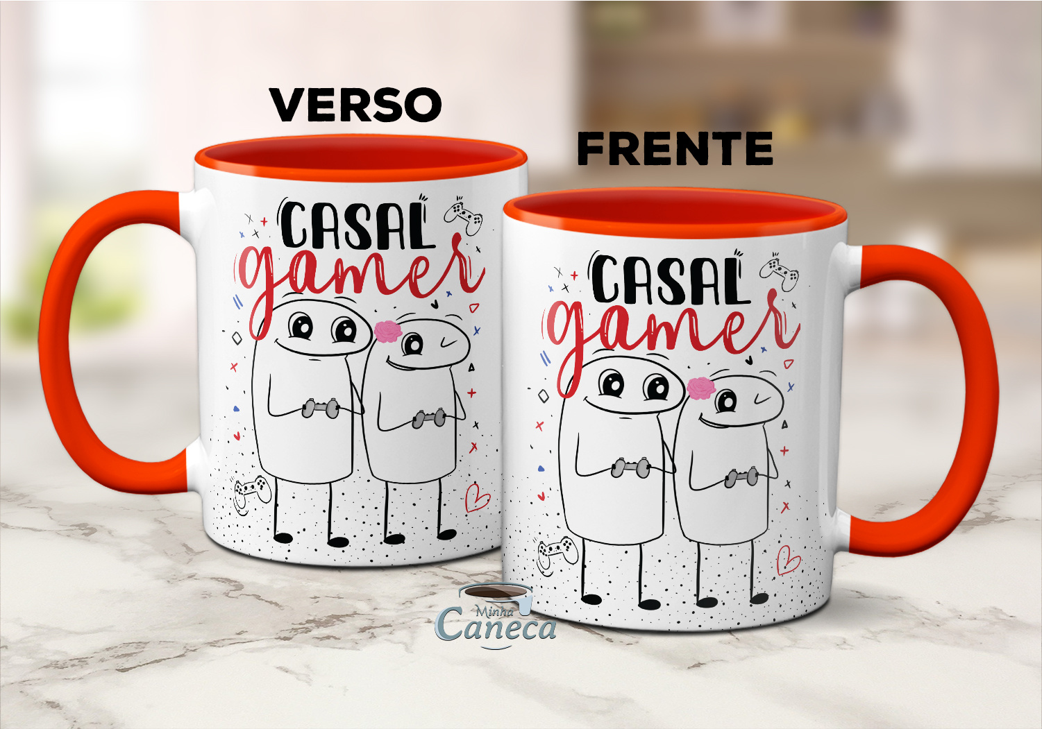 Caneca Flork Dia Dos Namorados Presente Fofo Casal Gamer - Minha Caneca
