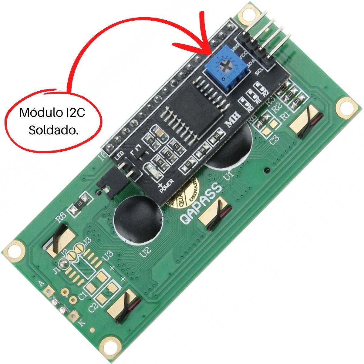 Display Lcd 16X2 - Backlight Azul - Com Modulo I2C Integrado (Soldado) - Smartcomp seu ...