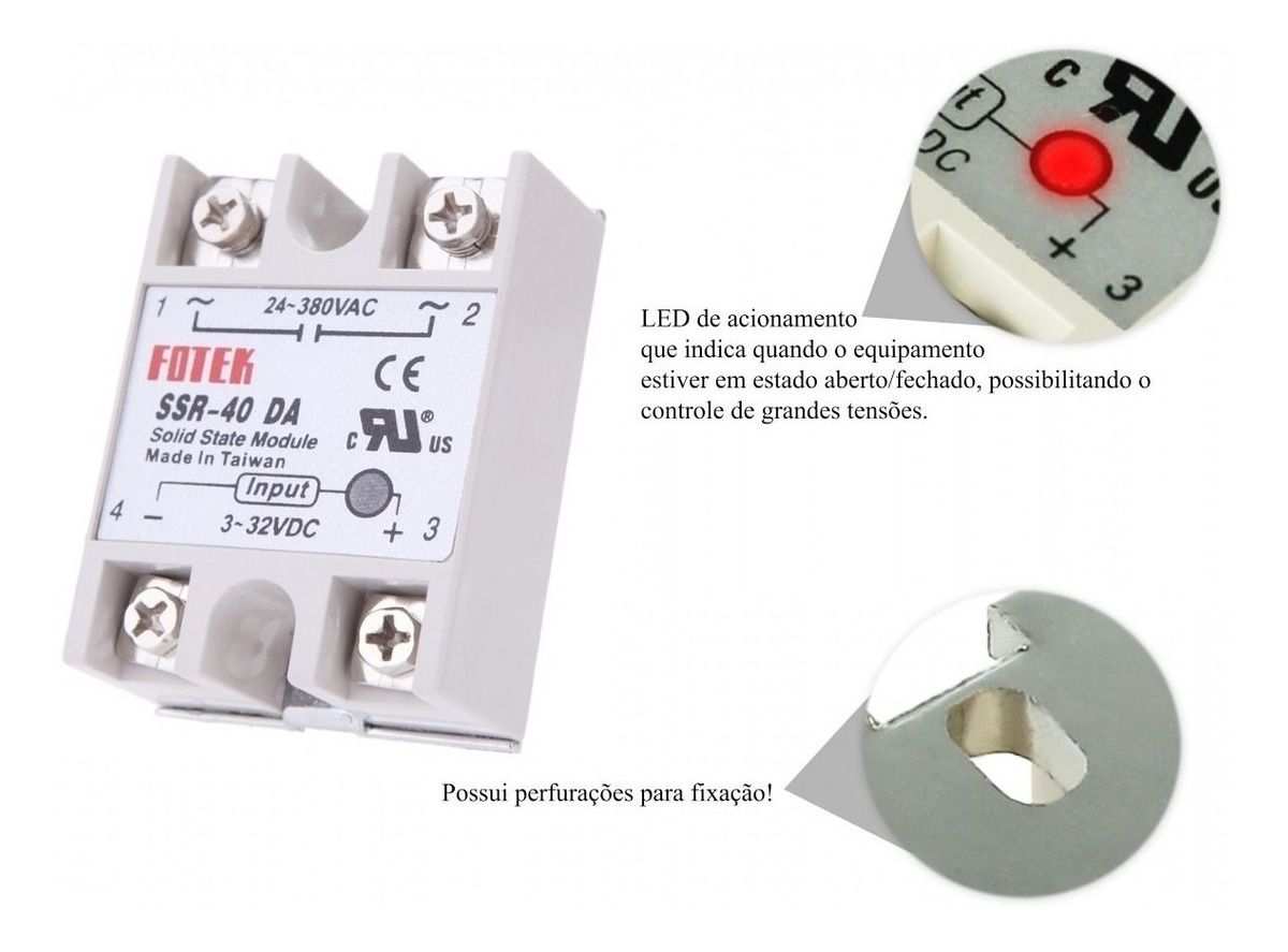 Rele De Estado Solido Ssr-40Da 40A 380V 3-32V - Fotek - Smartcomp seu ...