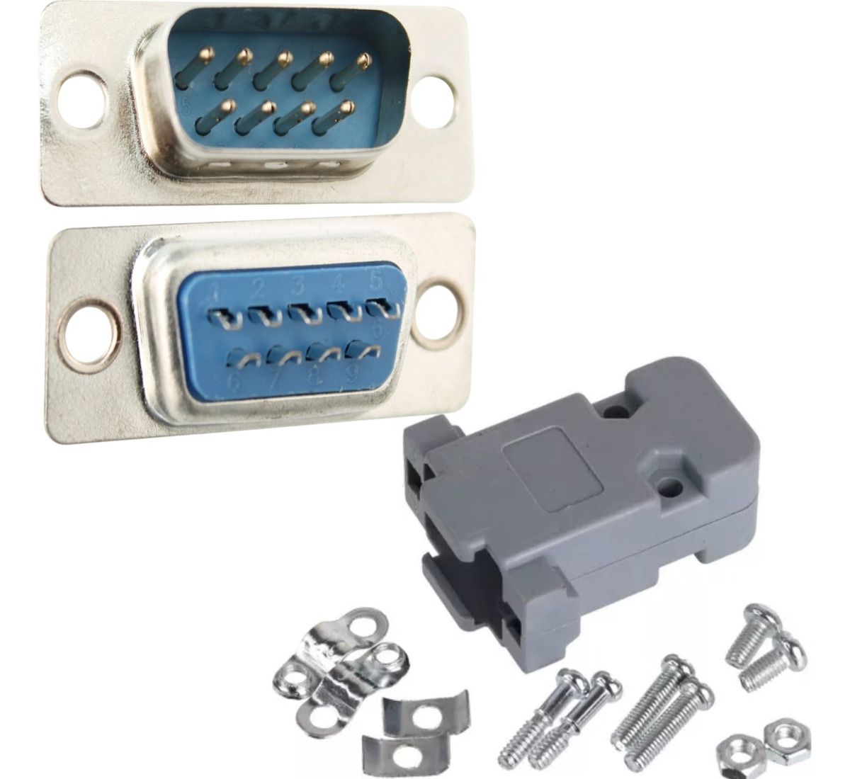 Conector Db9 Macho Rs232 Serial + Capa Curta Cinza - 10 Peças ...