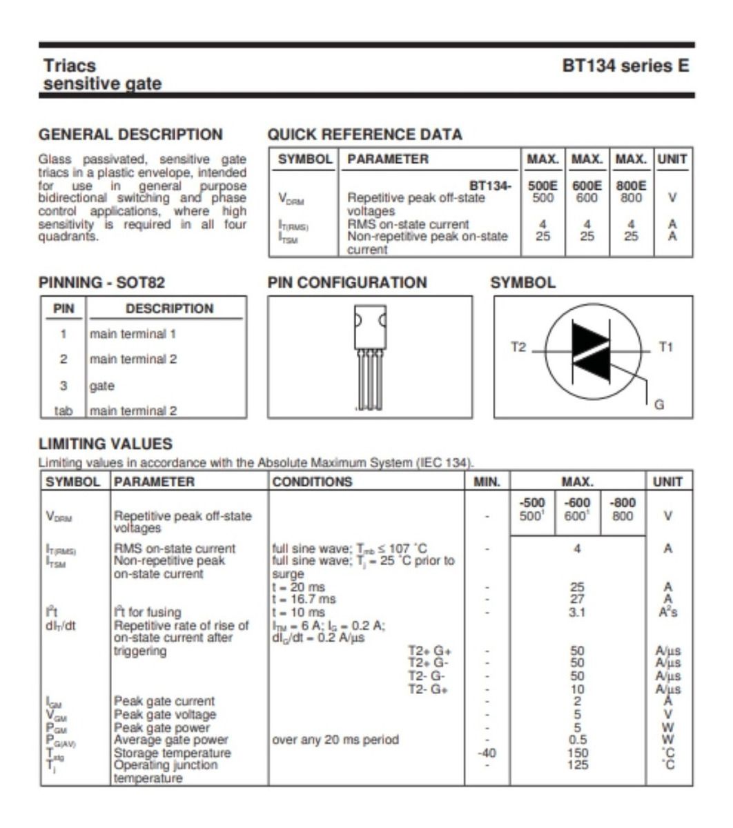 Bt134-600e 4a 600v Transistor Triac - 10 Peças - Smartcomp seu ...