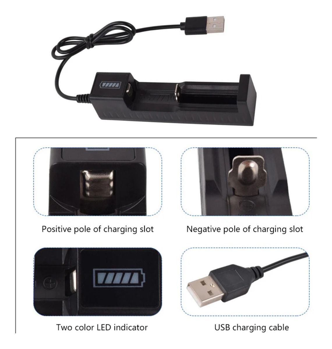 Carregador USB Pilha Bateria Recarregável 18650 16650 14500 Regulavel ... Carregador USB Pilha Bateria Recarregável 18650 16650 14500 Regulavel ...