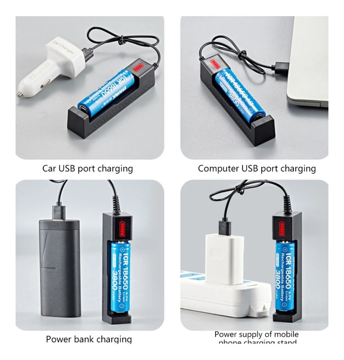 Carregador USB Pilha Bateria Recarregável 18650 16650 14500 Regulavel ... Carregador USB Pilha Bateria Recarregável 18650 16650 14500 Regulavel ...