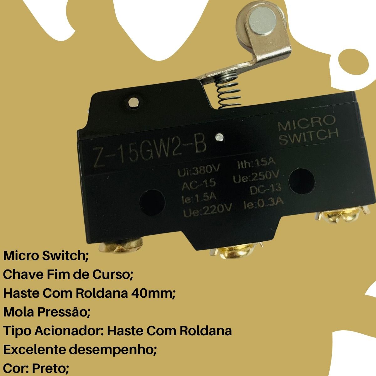 Kit 5 Chave Interruptor Micro Switch Z-15gw2-b Haste Curta Com Roldana - Smartcomp seu ...