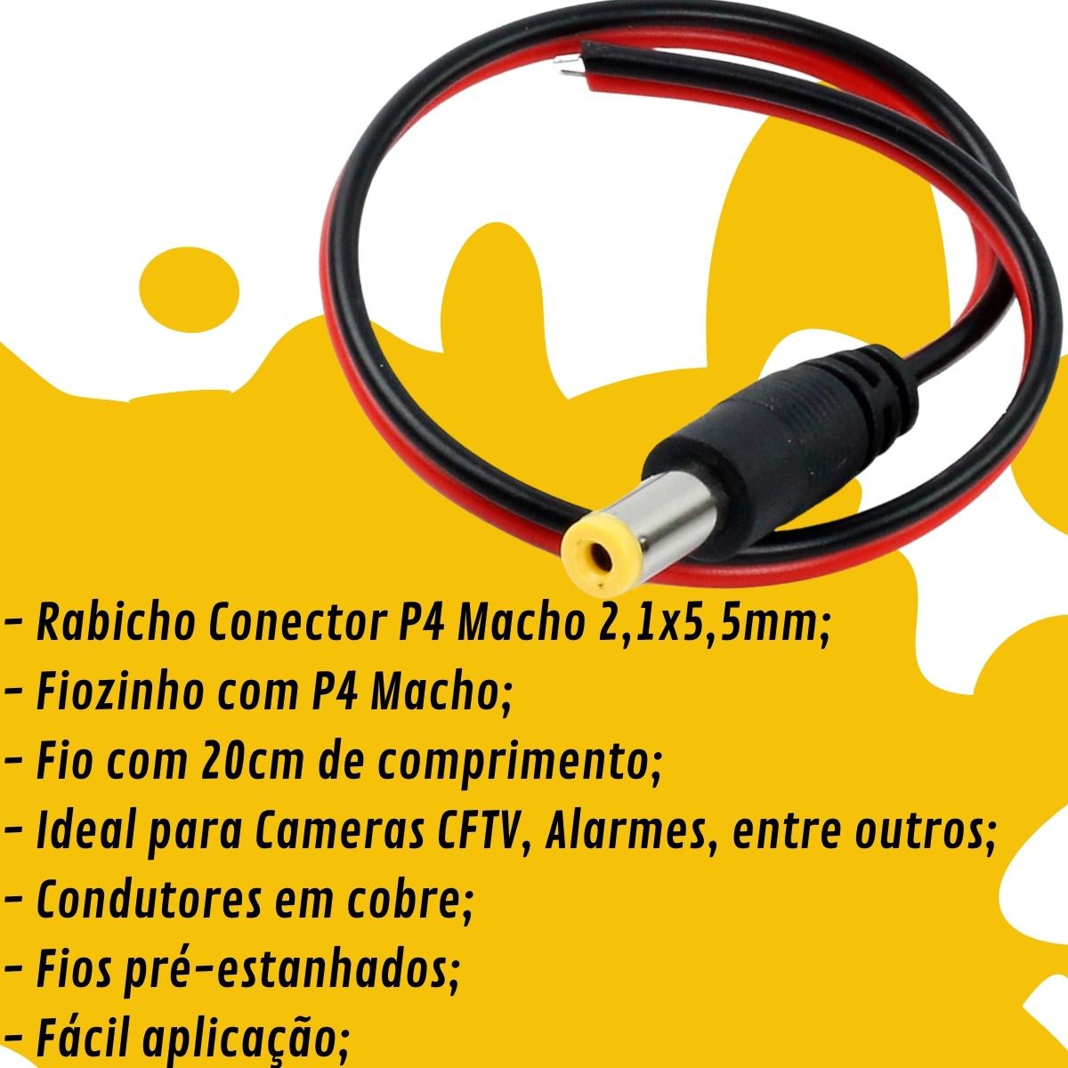 Conector Plug P4 Macho 5.5x2.1mm Com Rabicho - Smartcomp seu fornecedor ...