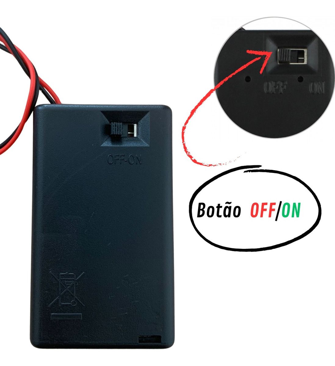 Suporte Case Caixa 3 Pilhas AAA Com Tampa Botão ON OFF Para Arduino ...