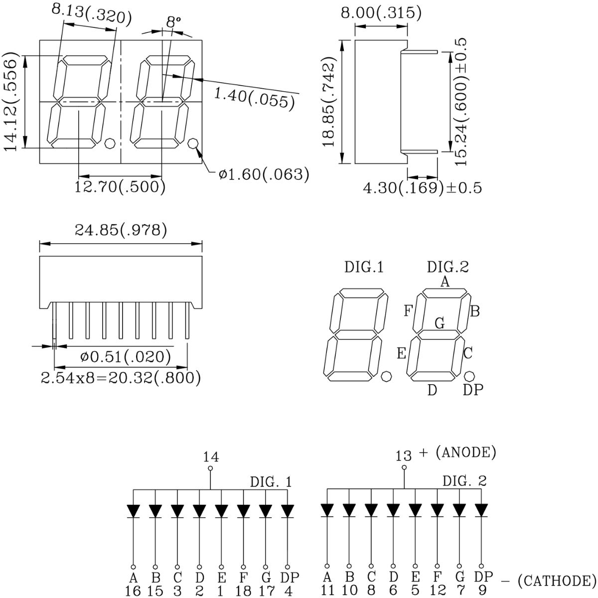 Display 7 Segmentos 2 Dígitos 0,56 Anodo Comum - Smartcomp seu ...