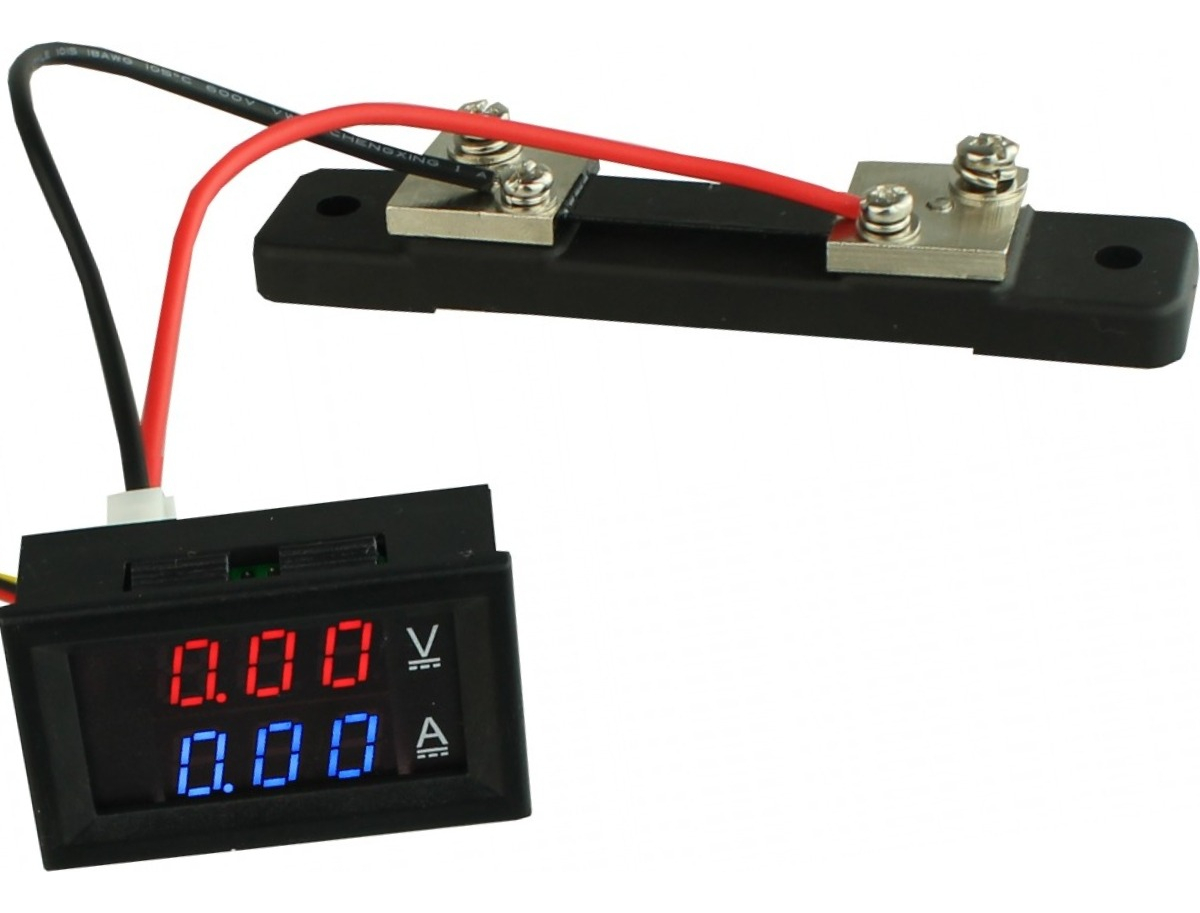 Display Voltimetro Amperimetro 0 a 100v 50A Com Resistor Shunt ...