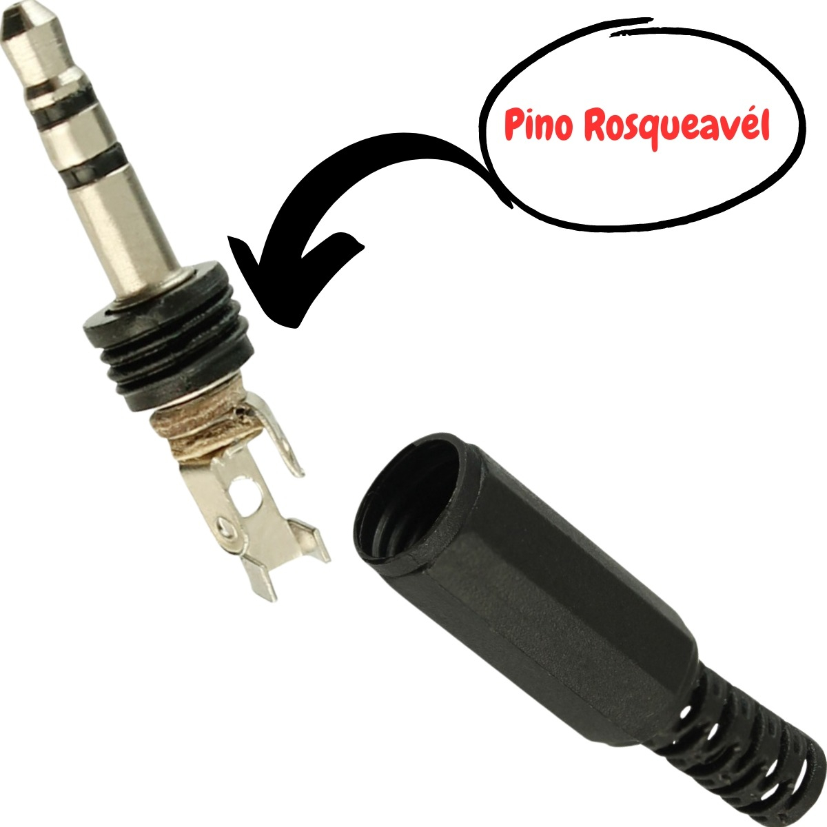 Kit 10 Plug Conector P2 Stereo Plastico Preto 3,5mm para Cabo ...