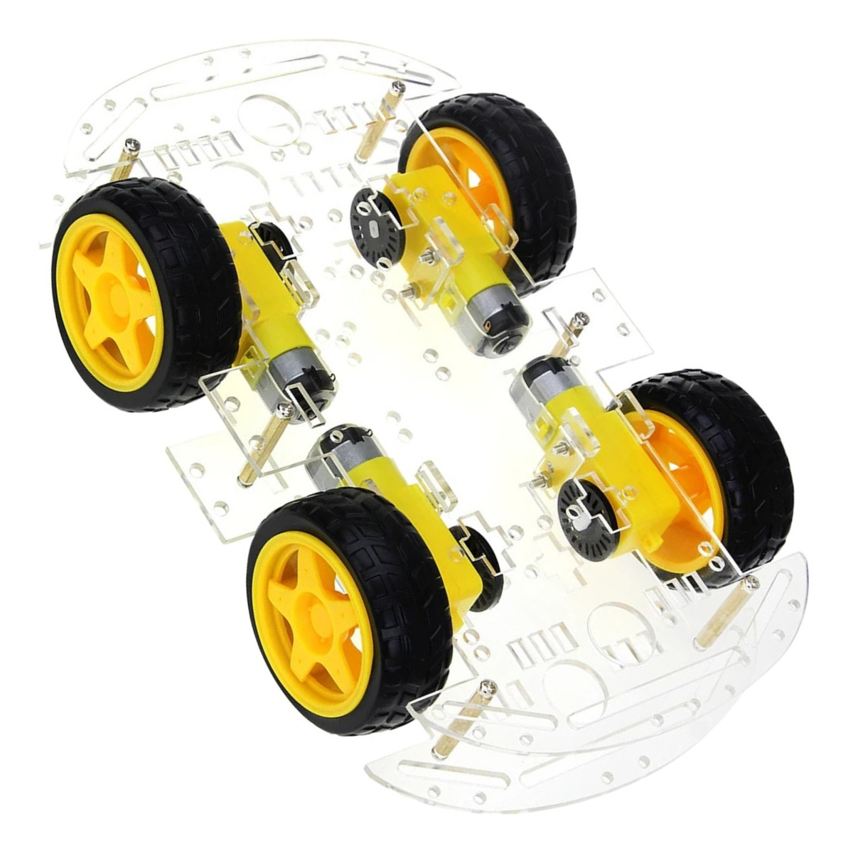 Kit Chassi 4WD Acrílico Robô Carrinho 4 Rodas Compatível Arduino ...