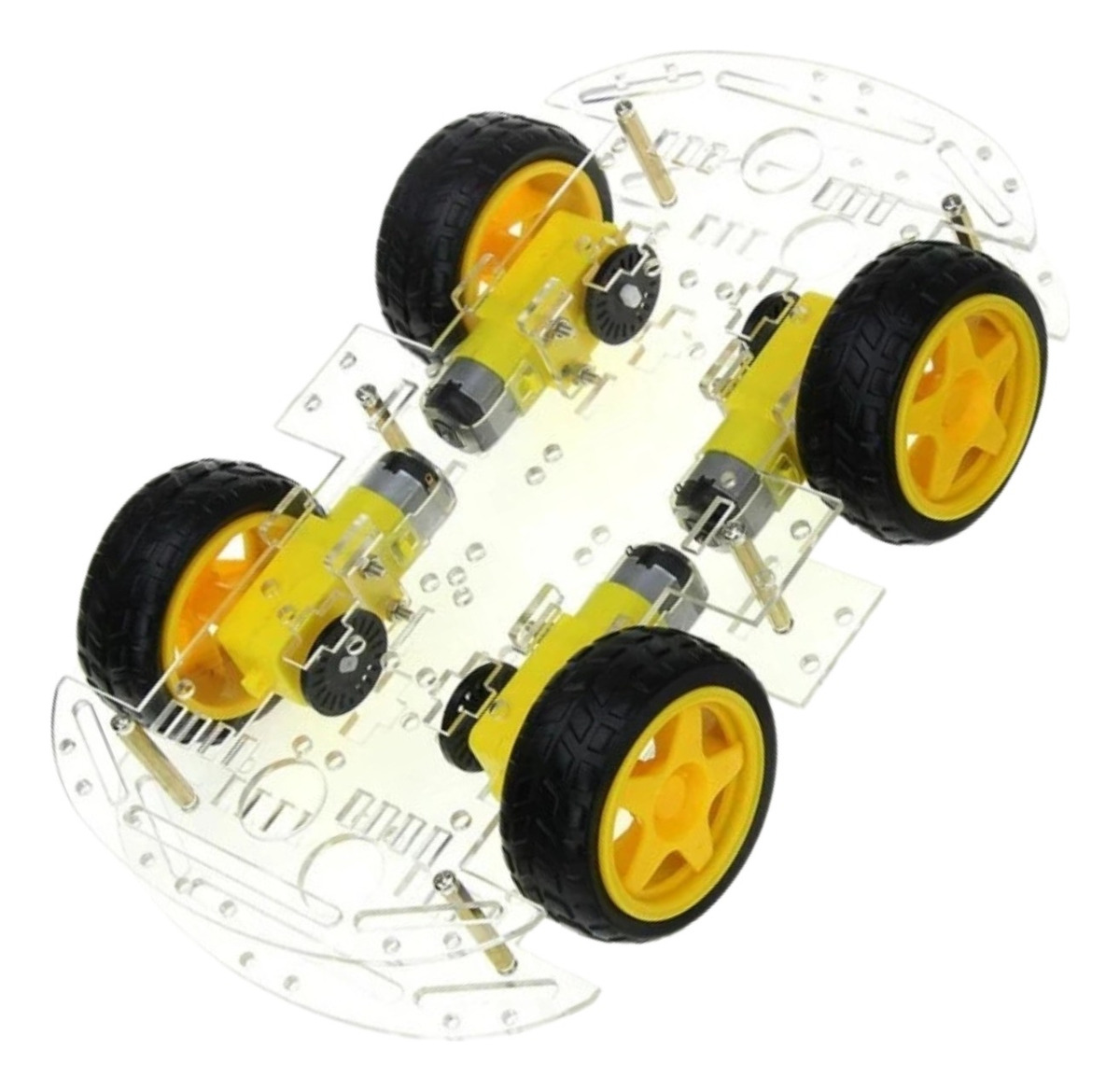 Kit Chassi 4WD Acrílico Robô Carrinho 4 Rodas Compatível Arduino ...