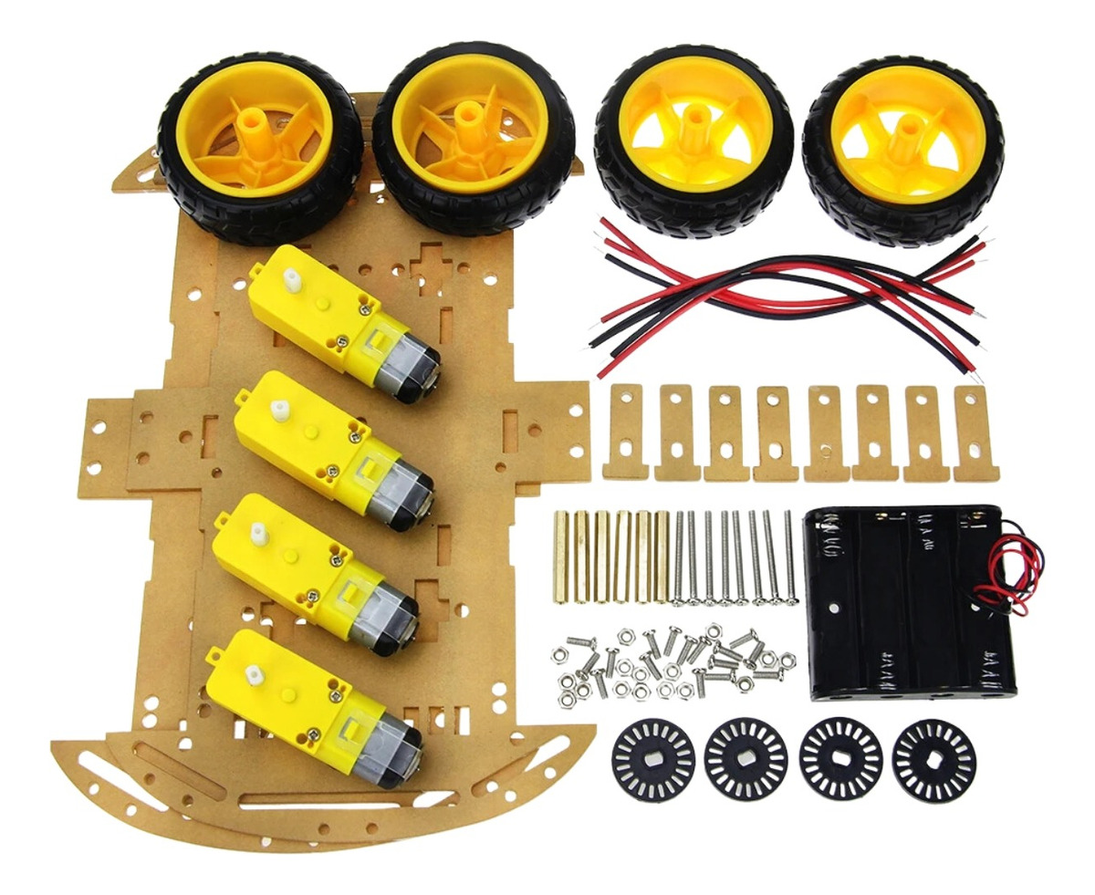 Kit Chassi 4WD Acrílico Robô Carrinho 4 Rodas Compatível Arduino ...