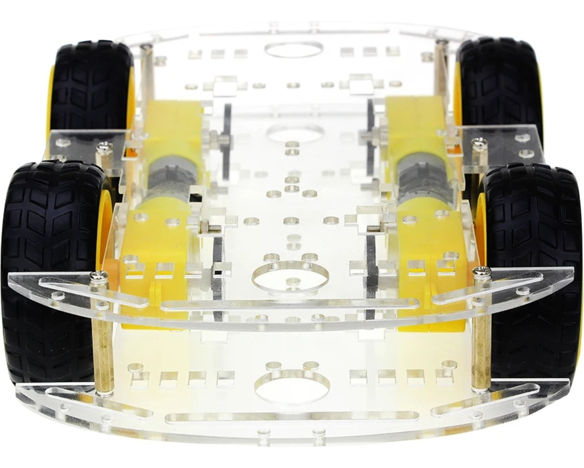 Kit Chassi 4WD Acrílico Robô Carrinho 4 Rodas Compatível Arduino ...