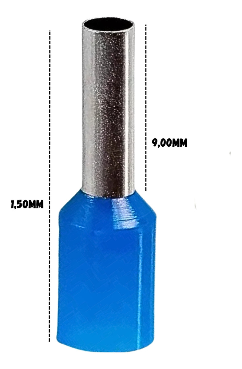 Terminal Tubular Tipo Ilhós 1,50mm E-1008 Isolado Azul Kit - 100 Peças ...