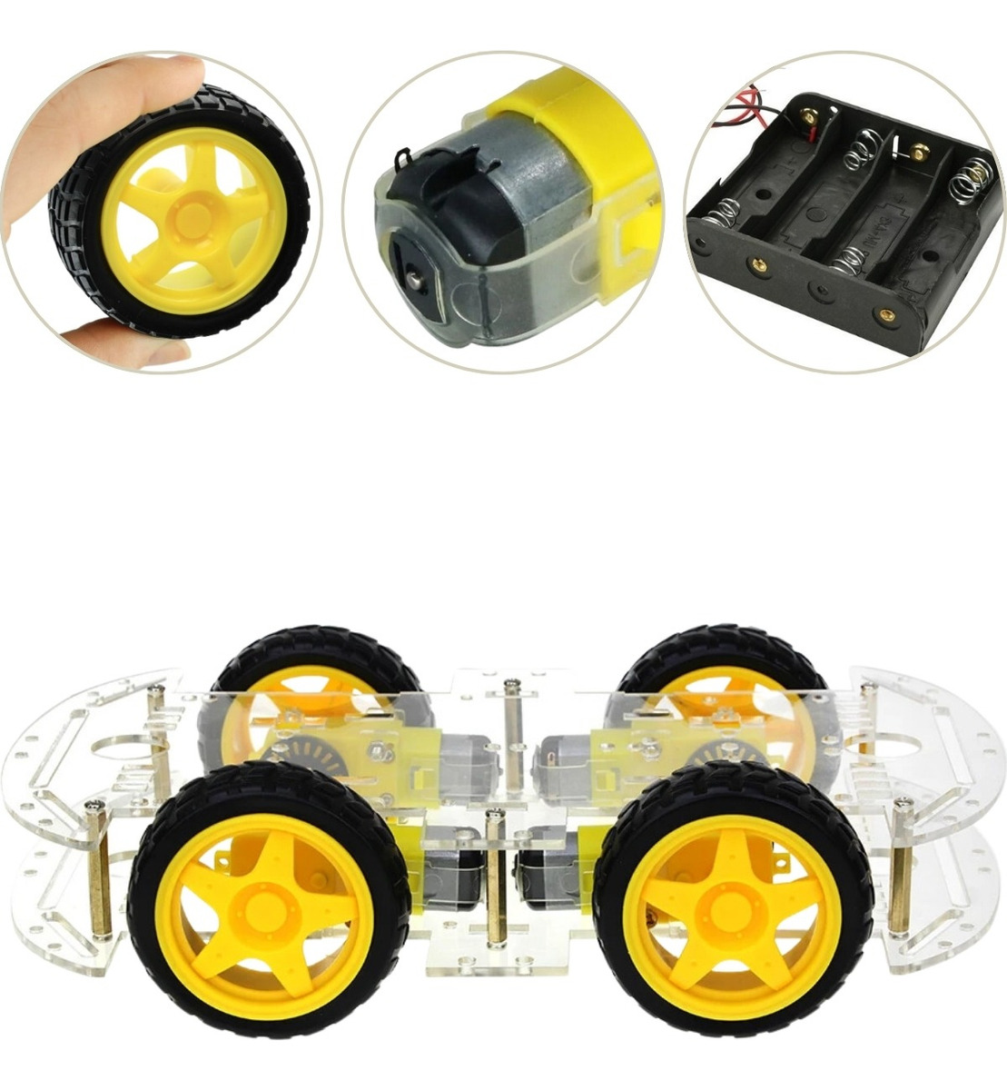 Kit Chassi Duplo 4wd Robô Completo Para Arduino Robótica Motores ...