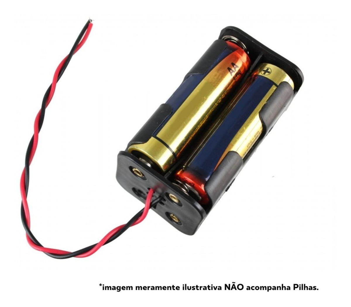 Suporte para 4 Pilhas AA com Fios Preto – Ideal para Arduino ...