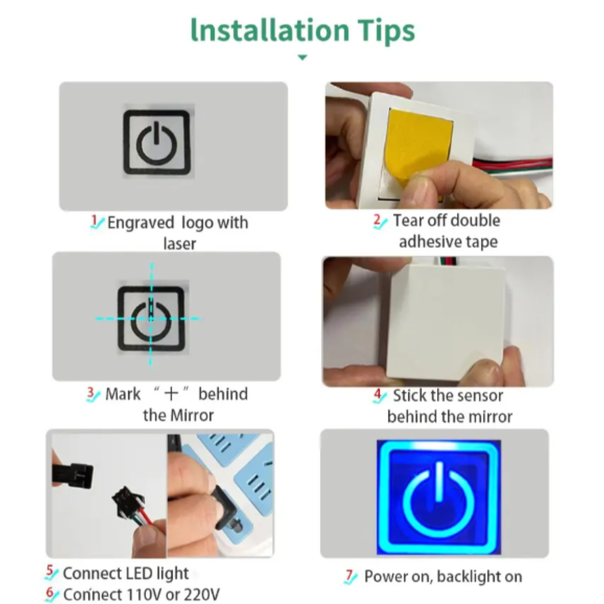 sensor touch para fita de led de 5v a 24v 5a estilo "B" liga desliga ...