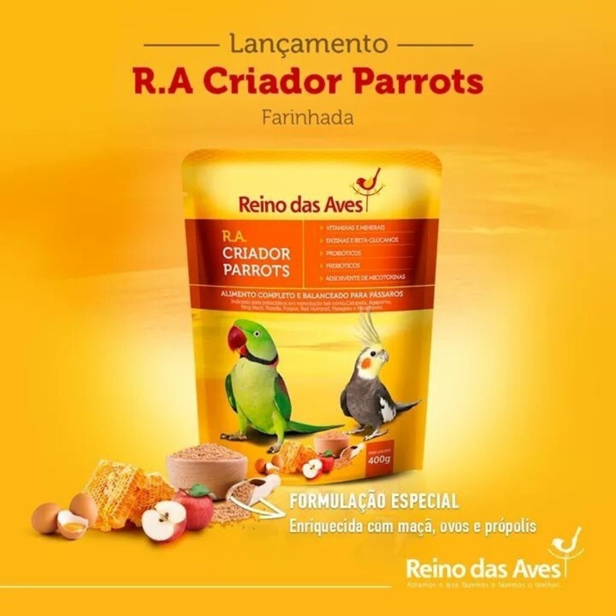 2 Mix de Sementes + Extra Gold Frutas + RA Parrots Reino das Aves ...