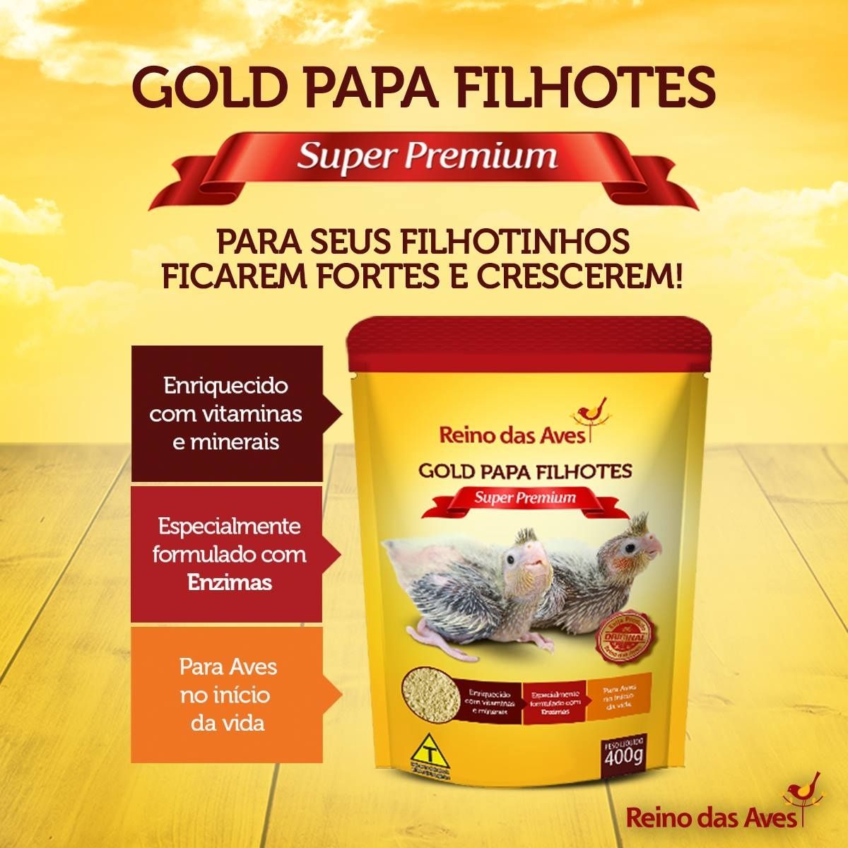 3 Gold Papa Papinha Para Filhotes 400g - Reino Das Aves - Canto das Aves