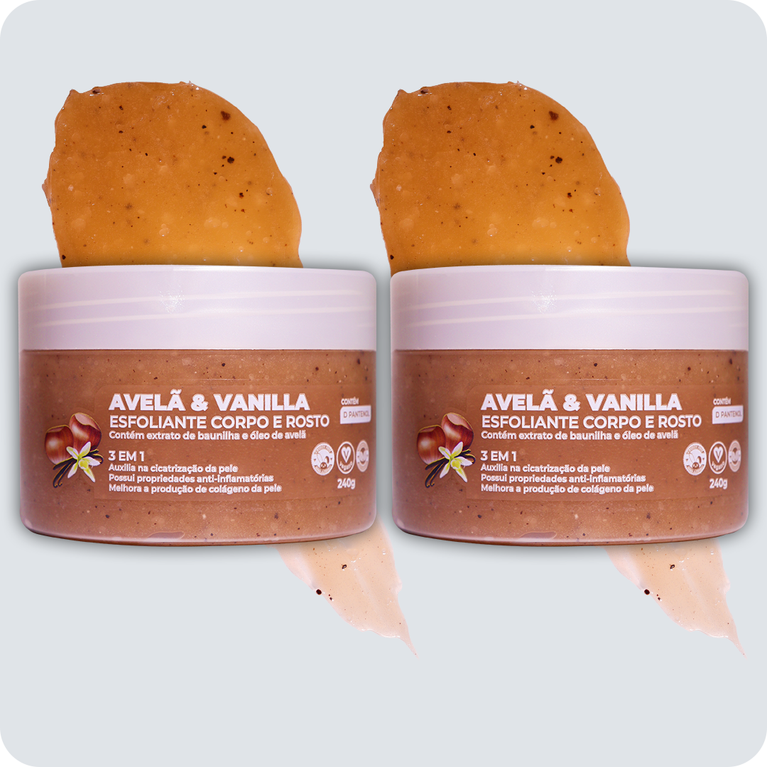 Esfoliante Corpo e Rosto Avelã & Vanilla - Miss Lary Cosméticos Veganos