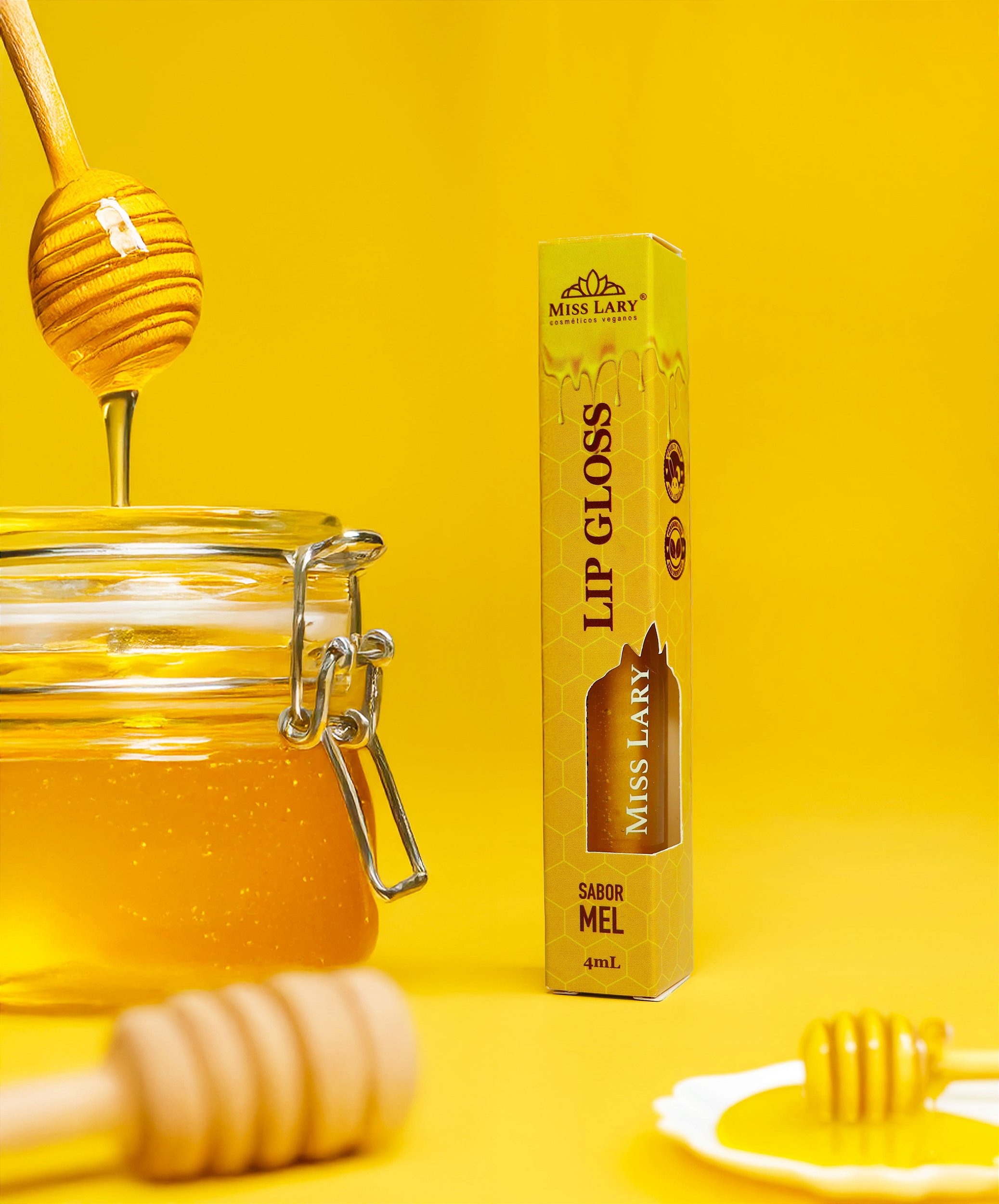 Lip Gloss Sabor Mel - Miss Lary Cosméticos Veganos