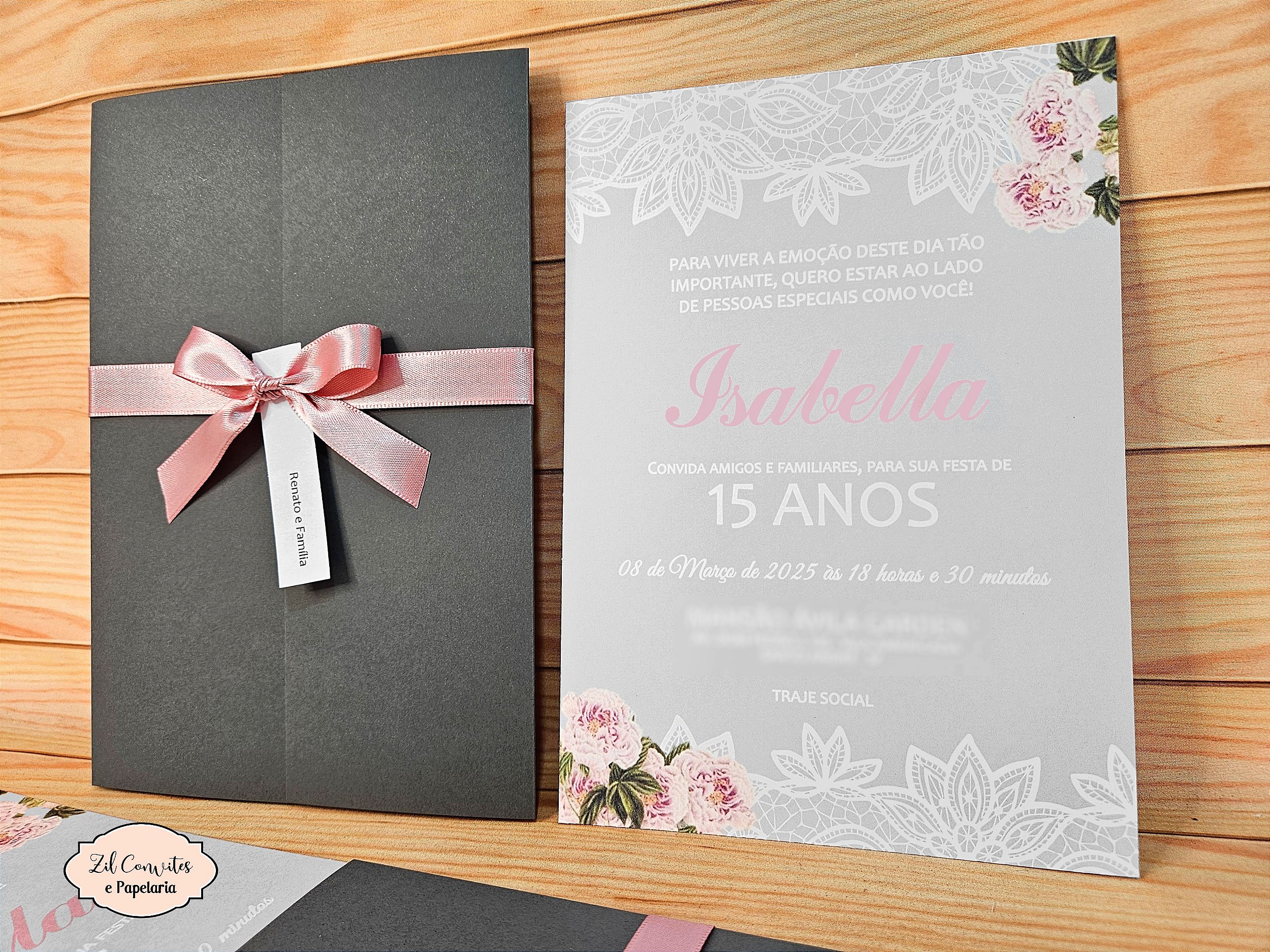 Convite 15 anos floral rose - Zil Convites de casamento