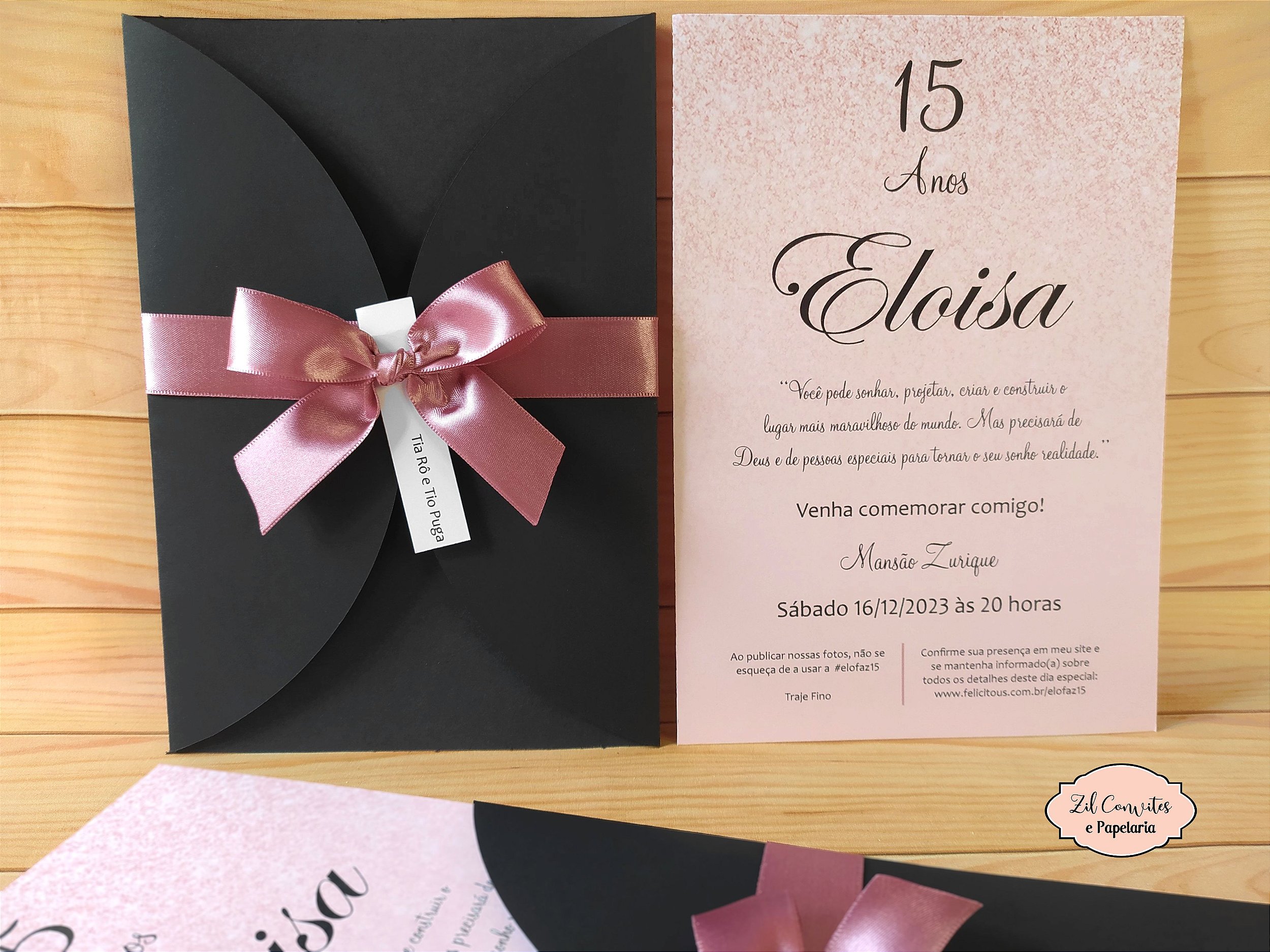 Convite 15 anos rose - Zil Convites de casamento