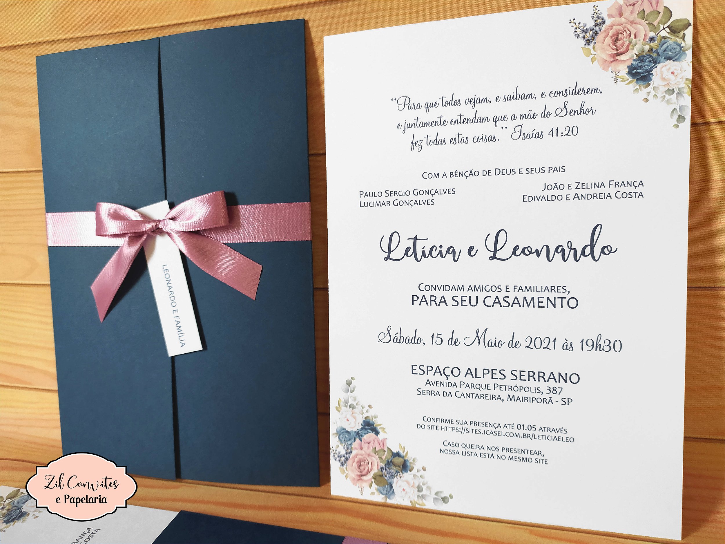 Convite de casamento floral - Zil Convites de casamento