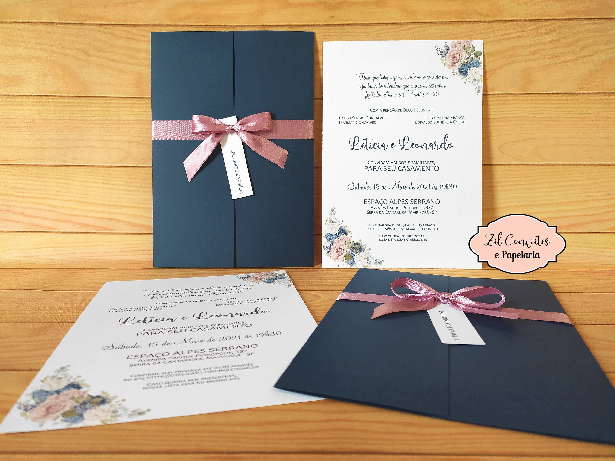 Convite de casamento floral - Zil Convites de casamento