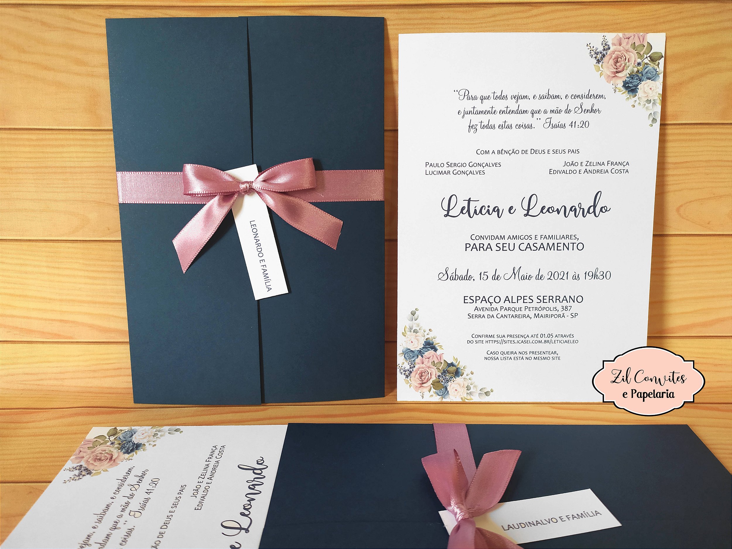 Convite de casamento floral - Zil Convites de casamento