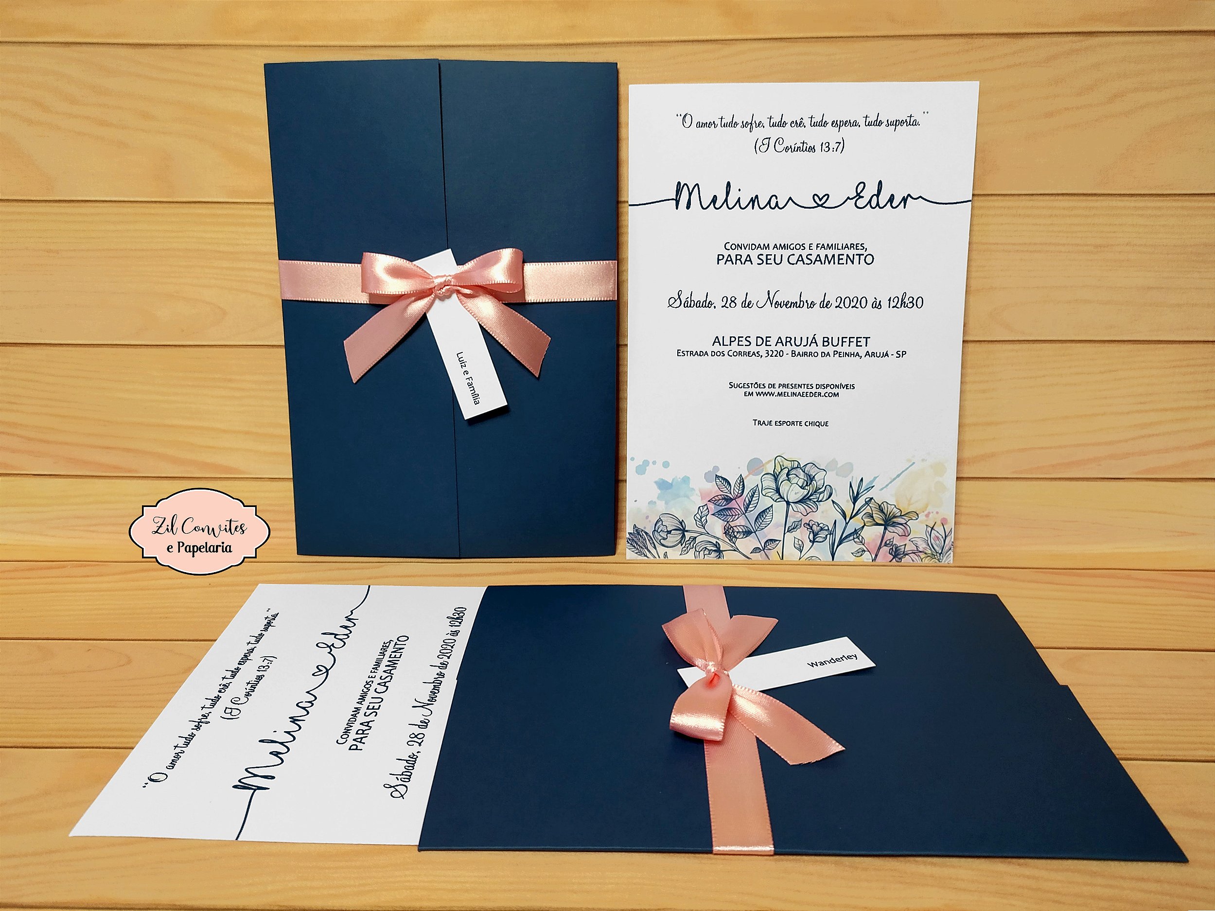 Convite de casamento floral - Zil Convites de casamento