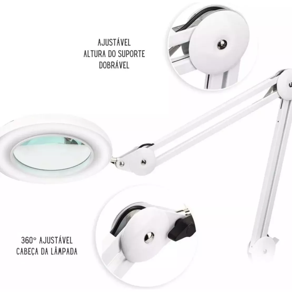 Luminária Led Lupa zoom 8x Bancada Luminária Braço Articulado Mesa ...