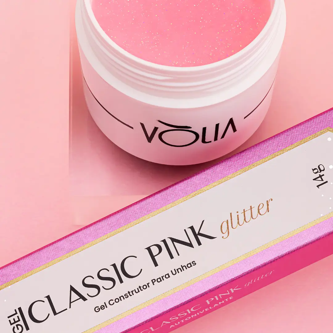 Volia Gel Sachê 14g - Classic Pink com Glitter - Beleza Unika
