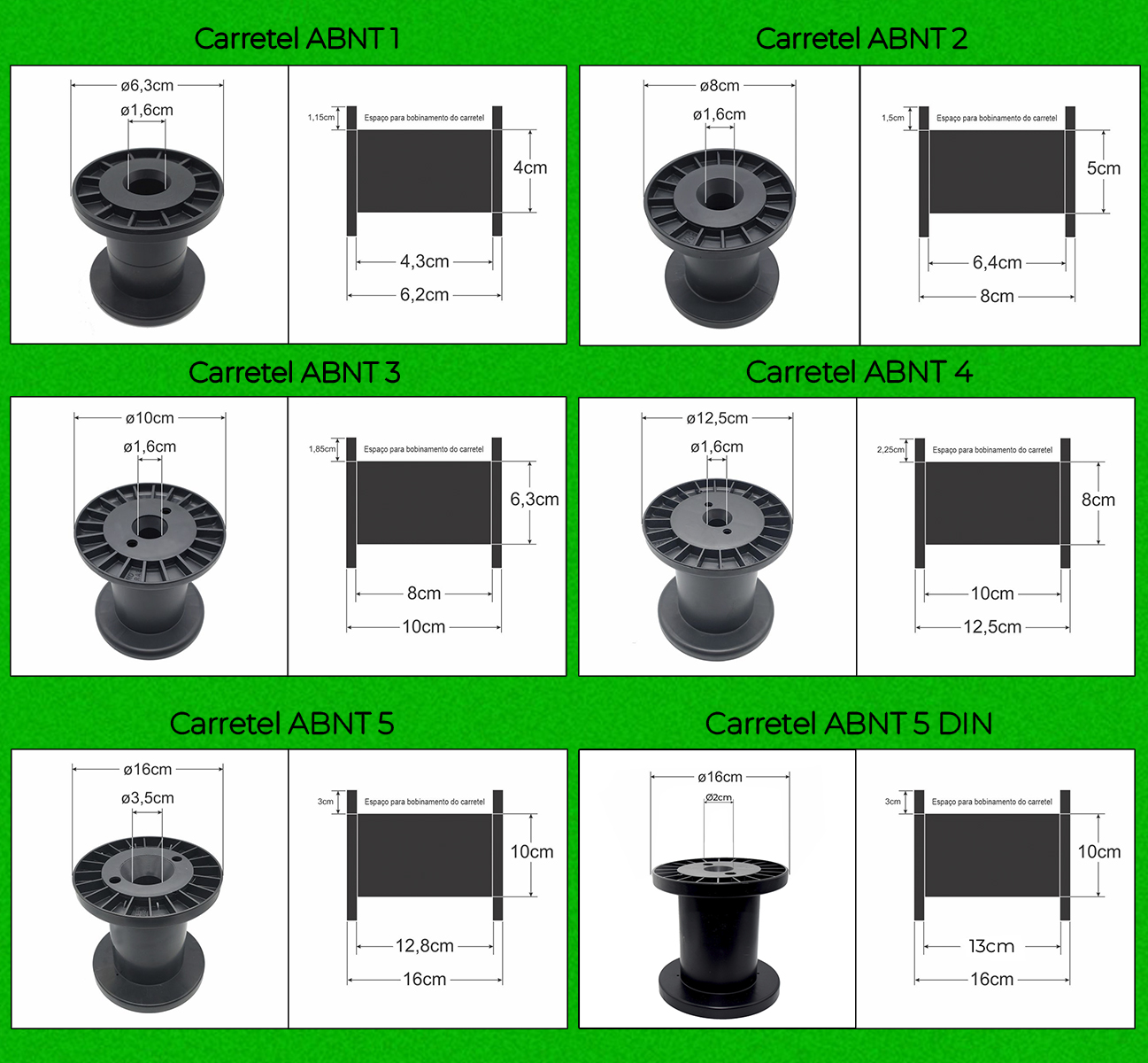 Kit 20 Carretel ABNT 5 - unimec