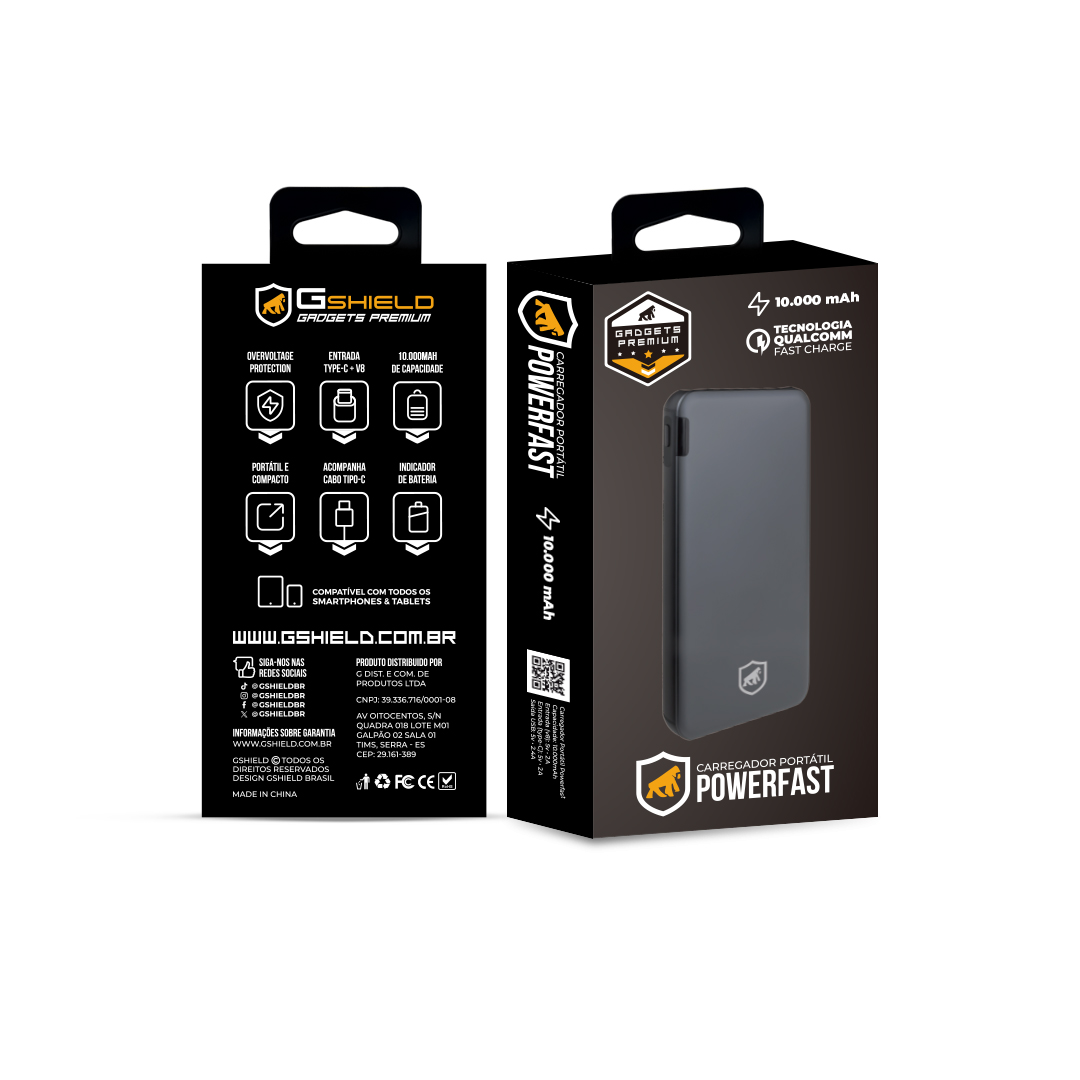 Carregador Portátil Powerfast - 10.000mAh e 20.000mAh - Gshield ...