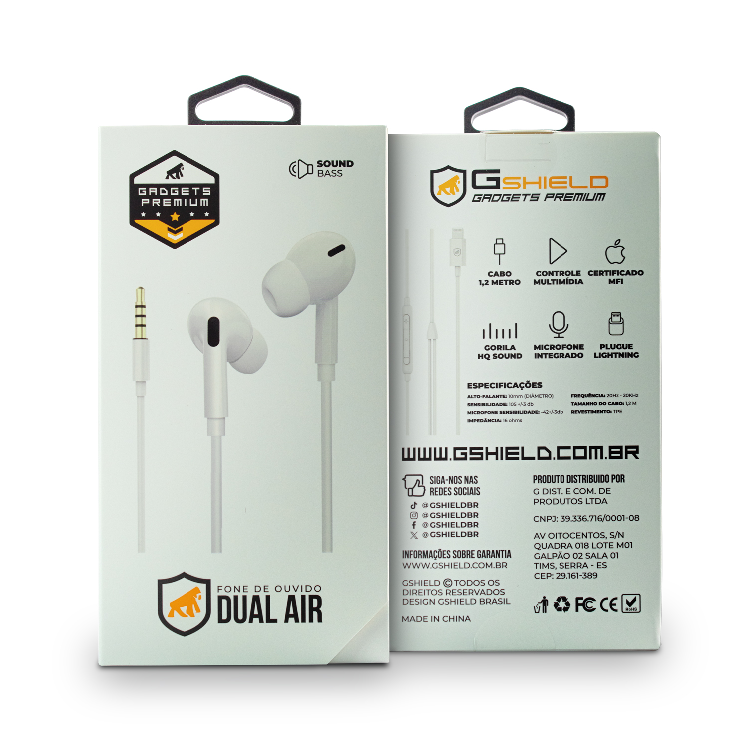 Fone de Ouvido -Tipo C/P2/Lightning MFI- Dual Air | Atacado Gshield - Atacado Gorila Shield ...