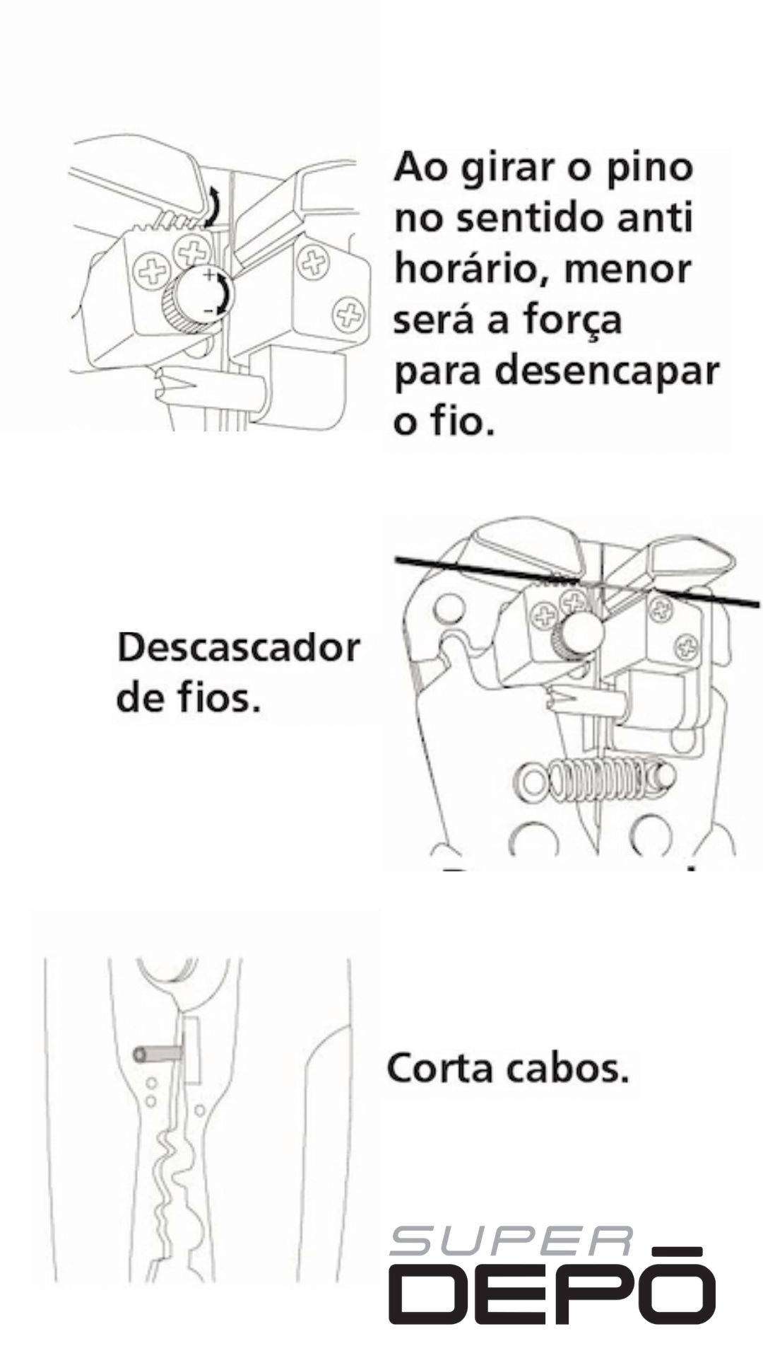 Alicate Desencapador De Fios Eletricista Crimpador Cortador - Super Depo