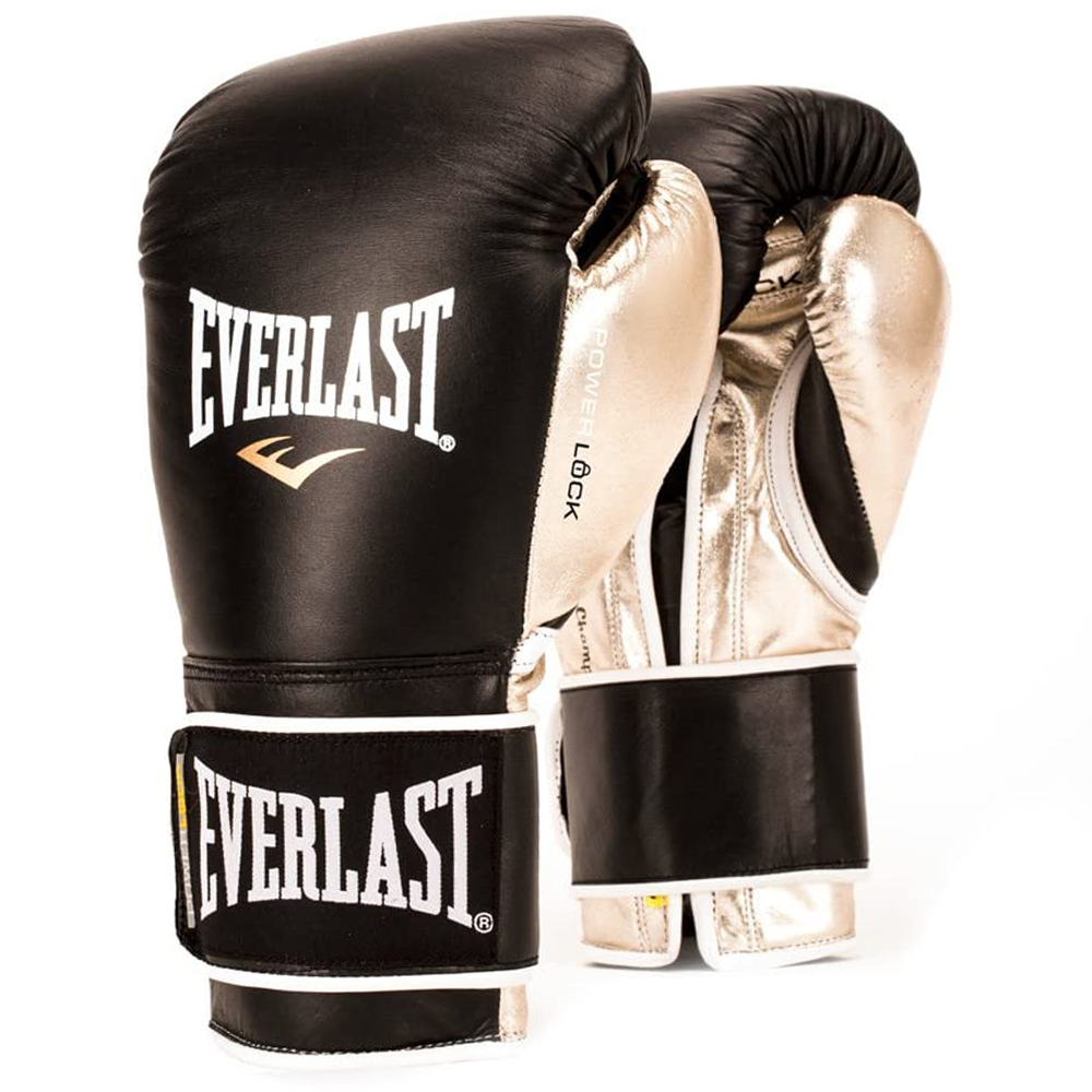 Luva de Boxe Everlast PowerLock Preto e Dourado - Attemporal Boutique