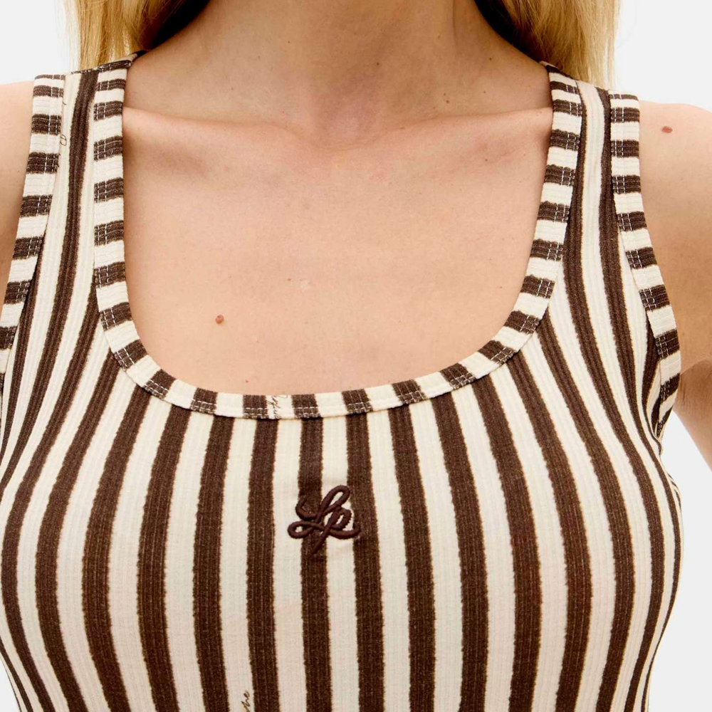 Regata Lança Perfume Canelada Listra Ve26 Off White Feminino ...