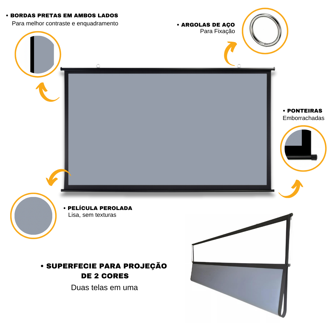 Tela De Projeção Mapa Dual Cine 100 Polegadas 16:9 2,21m x 1,25m - IMEX ...