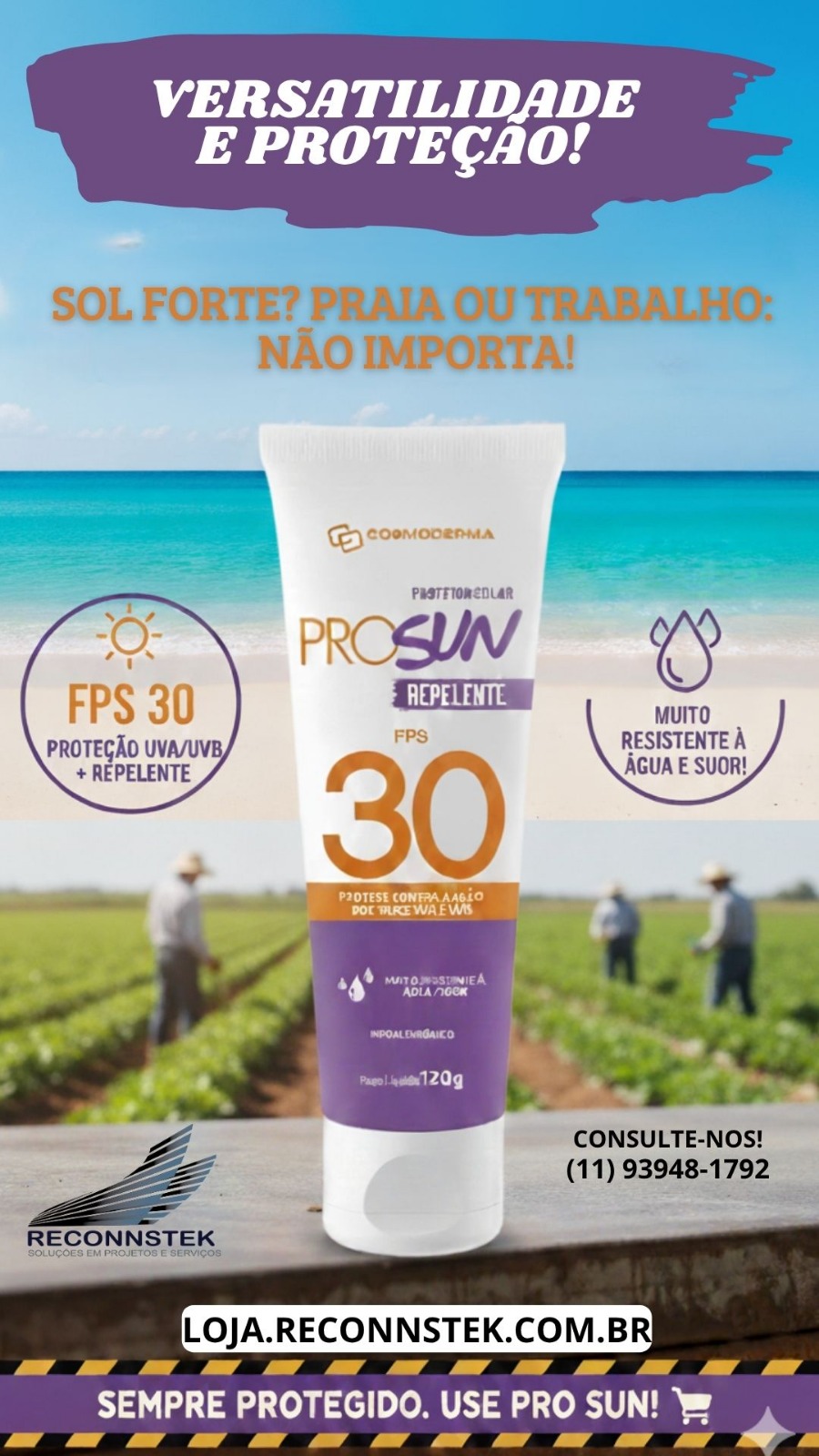 Protetor solar Pro Sun com repelente 30 FPS Cosmoderma - 120 GR ...
