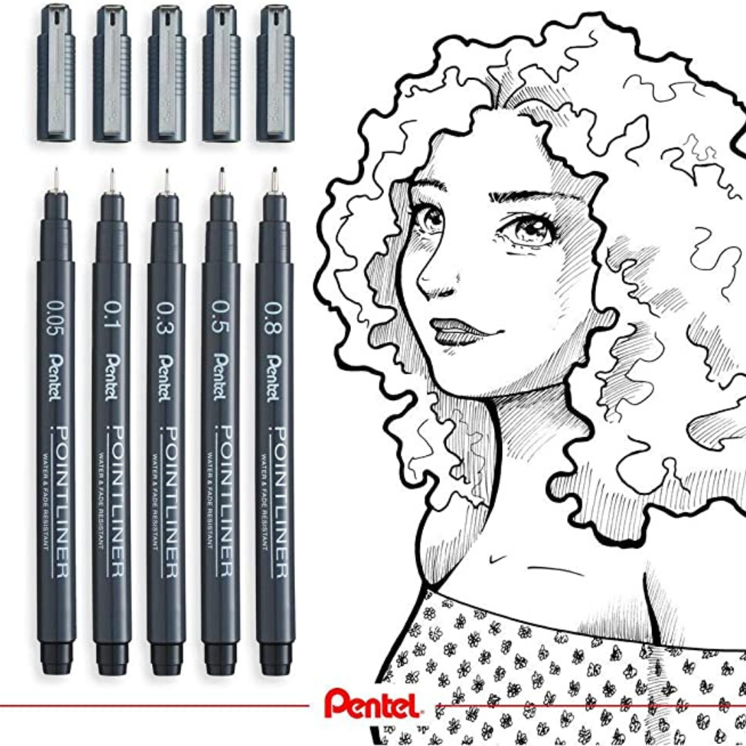 Kit Canetas Nanquim - Pentel - POINTLINER com 05 pontas. - Duck Paper ...