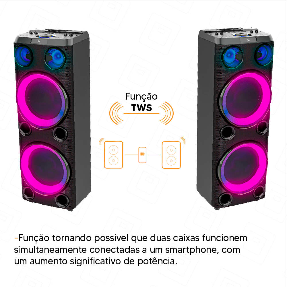 Caixa de Som Pulse Torre Double SP508 12''-2300W l Sanbox - Sanbox