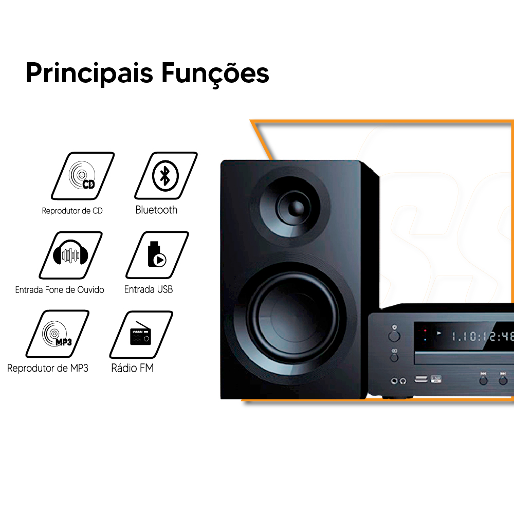 Mini System SS-002 SSOUND CD/MP3/Bluetooth/Rádio - 330W l Sanbox - Sanbox