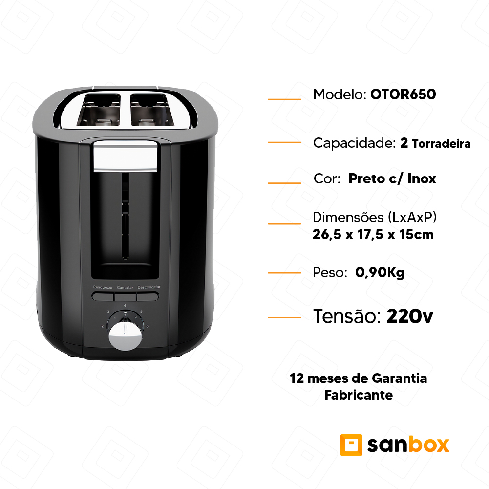 Torradeira Black Oster Simple Life OTOR650-220V l Sanbox - Sanbox